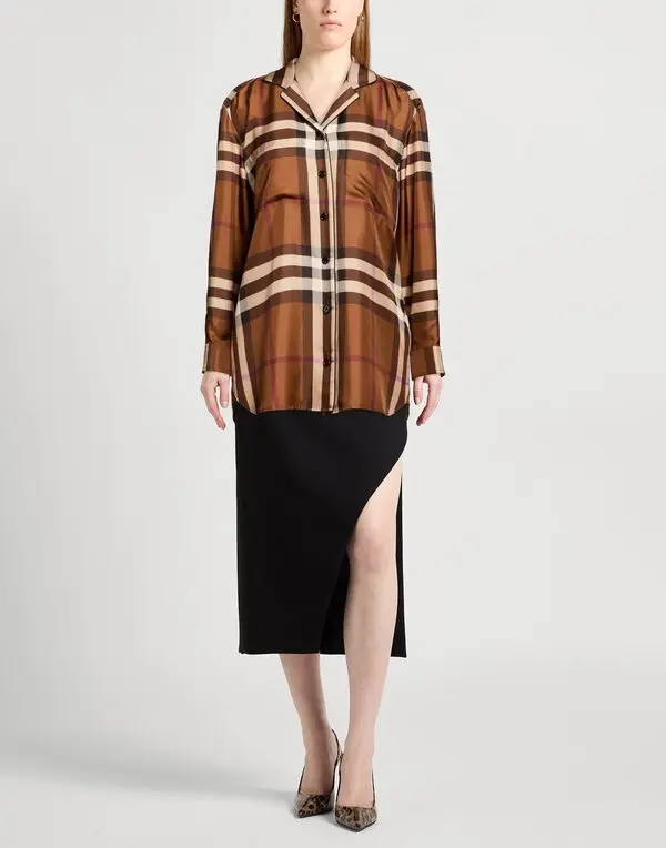 Burberry Printed Satin Long Sleeve Shirt