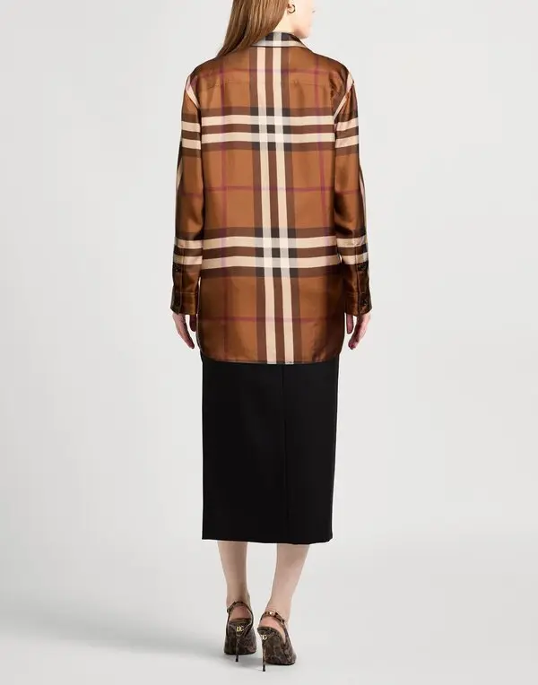 Burberry Printed Satin Long Sleeve Shirt
