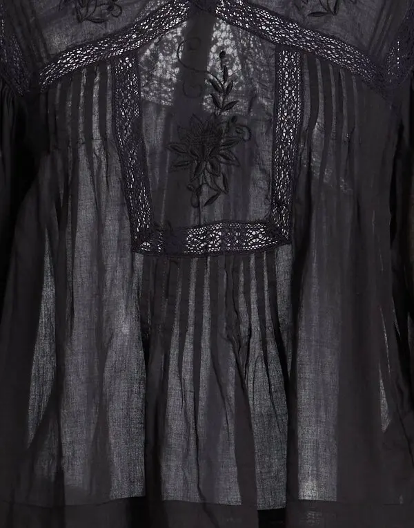 Farm Rio Long-sleeved Top With Floral Pattern And Lace Details