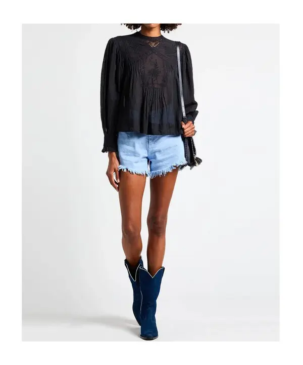 Farm Rio Long-sleeved Top With Floral Pattern And Lace Details
