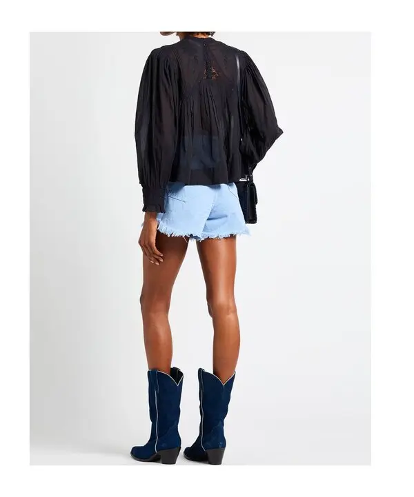 Farm Rio Long-sleeved Top With Floral Pattern And Lace Details