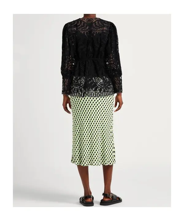 Farm Rio Lace Belted Long Sleeve Top