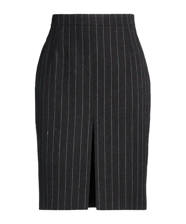 Saint Laurent Striped Wool Midi Skirt
