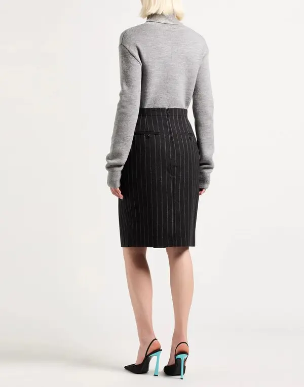 Saint Laurent Striped Wool Midi Skirt