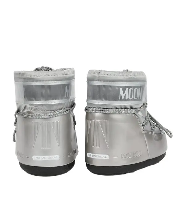 Moon Boot Padded Metallic Satin Snow Boots - Gray