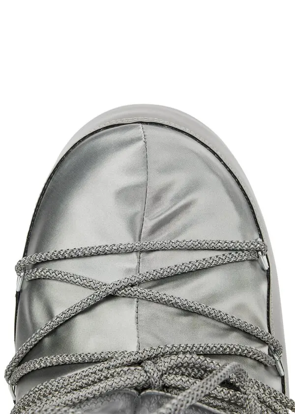 Moon Boot Padded Metallic Satin Snow Boots - Gray