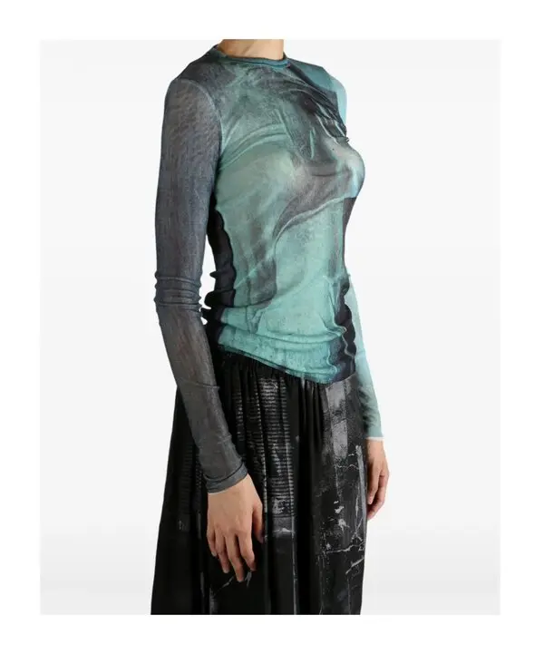 JEAN PAUL GAULTIER Abstract Print Long-sleeve T-shirt - Green