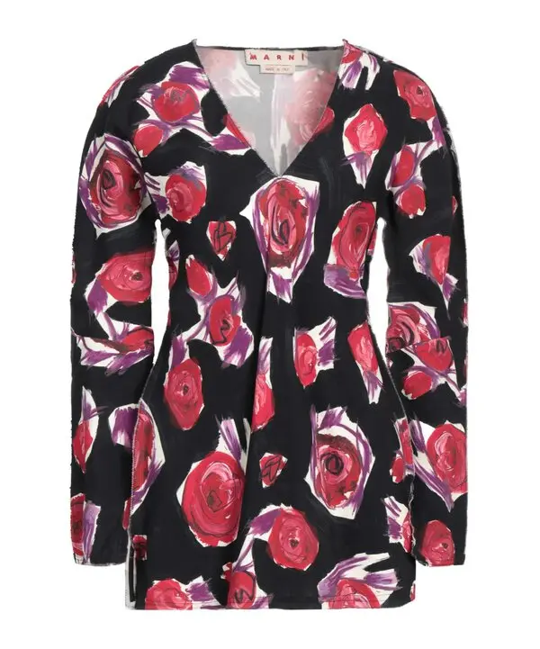 Marni V-neck Long Sleeve Floral Top