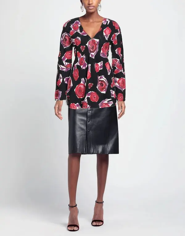 Marni V-neck Long Sleeve Floral Top