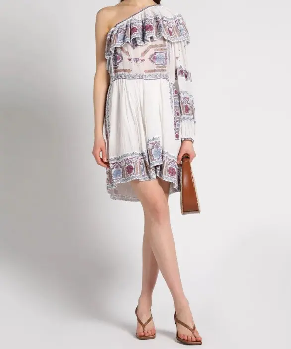 Isabel Marant Étoile One-shoulder Embroidered Tiered Mini Dress