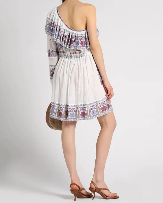 Isabel Marant Étoile One-shoulder Embroidered Tiered Mini Dress