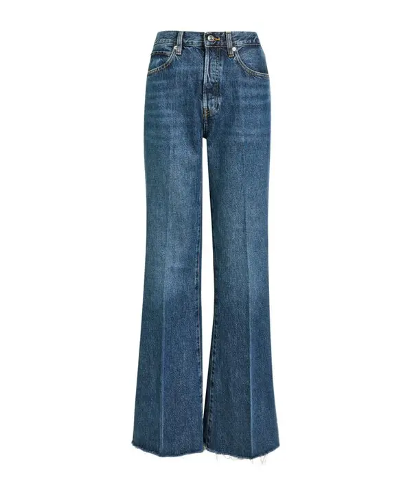 FRAME The Lax Distressed Flared-leg Denim Jeans
