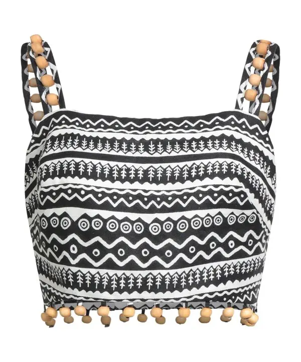 Farm Rio Sleeveless Square Neck Printed Top With Draped Hem