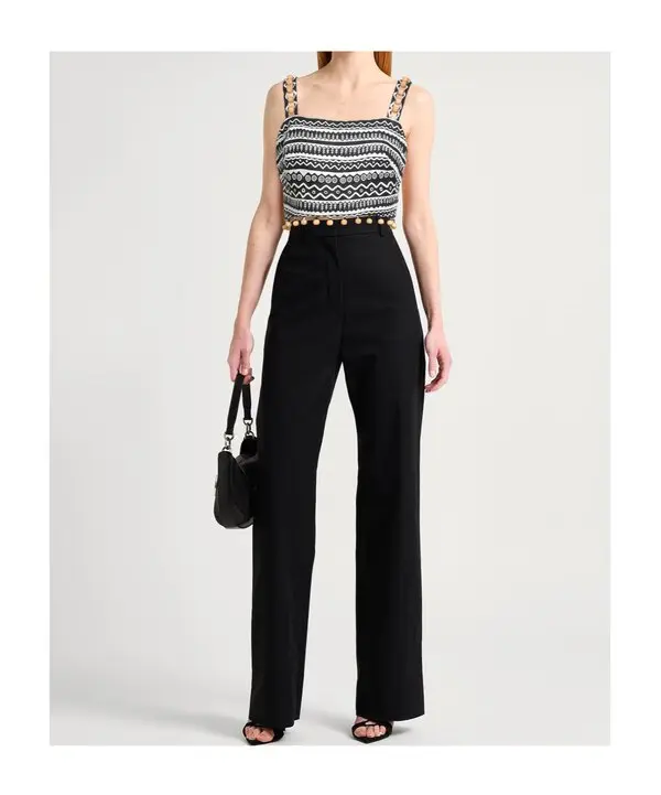 Farm Rio Sleeveless Square Neck Printed Top With Draped Hem