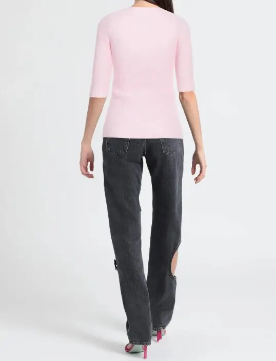 GANNI V-neck Short Sleeve Knit Top