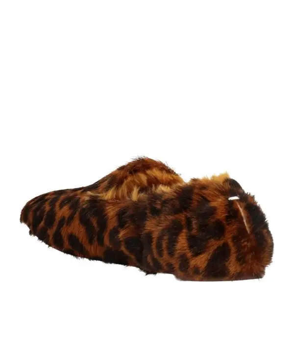 MAISON MARGIELA Leopard Print Round Toe Flat Shoes - Brown