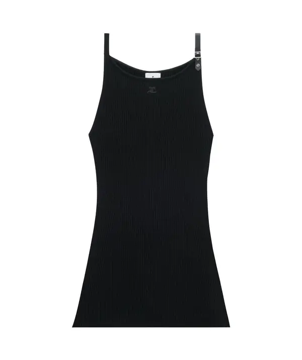 COURREGES Rib Knit U-neck Mini Dress