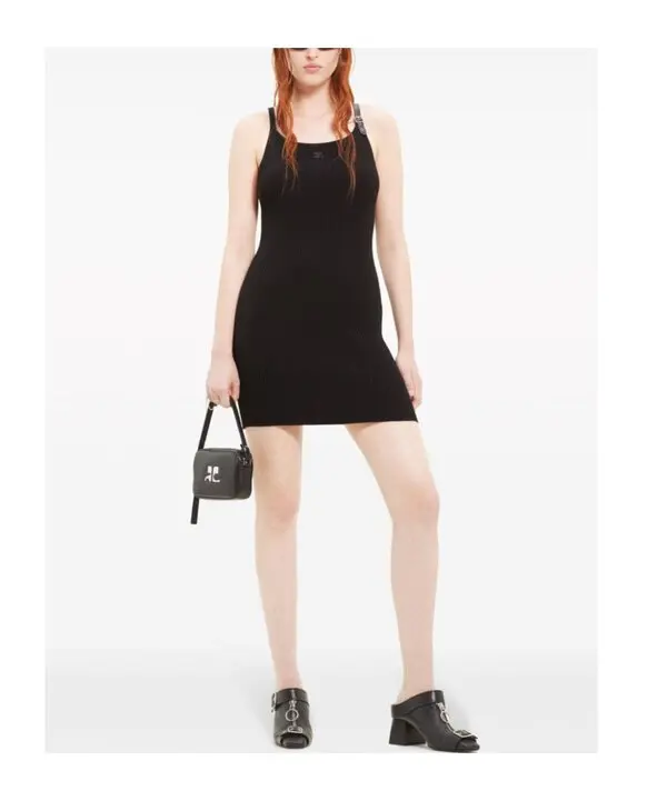 COURREGES Rib Knit U-neck Mini Dress