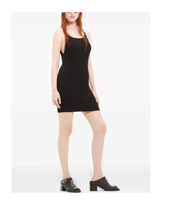 COURREGES Rib Knit U-neck Mini Dress