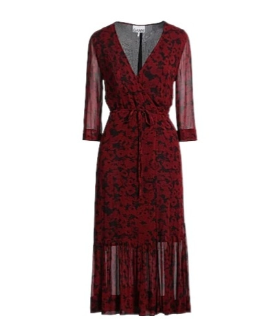 GANNI Georgette Two-tone V-neck Midi Wrap Dress