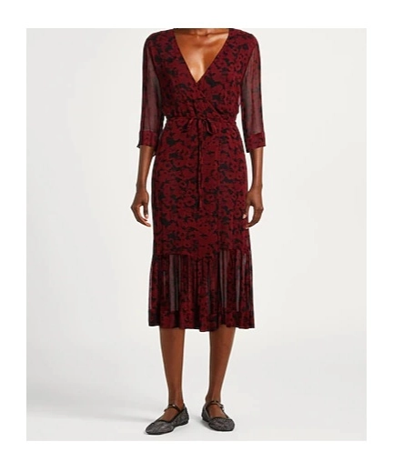 GANNI Georgette Two-tone V-neck Midi Wrap Dress