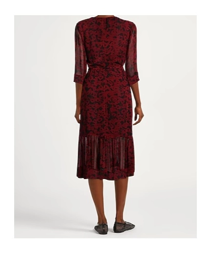 GANNI Georgette Two-tone V-neck Midi Wrap Dress