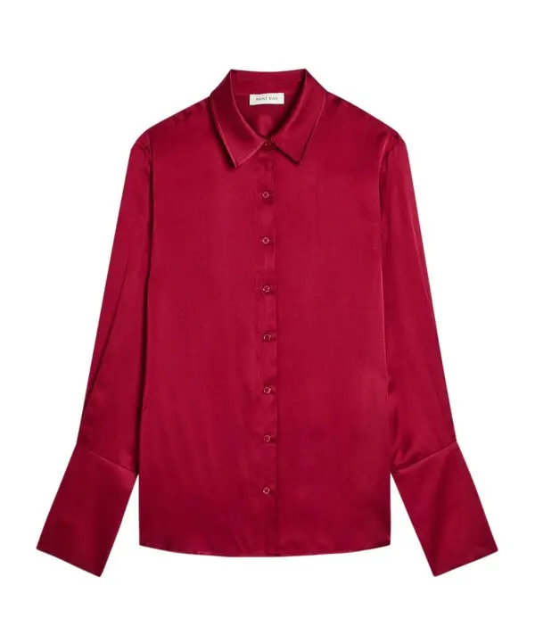 ANINE BING Amanda Silk-blend Shirt - Red