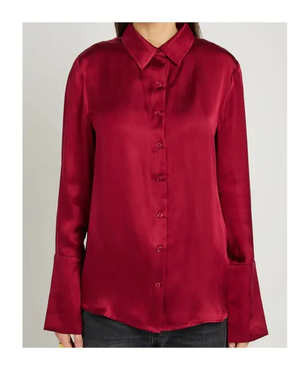 ANINE BING Amanda Silk-blend Shirt - Red
