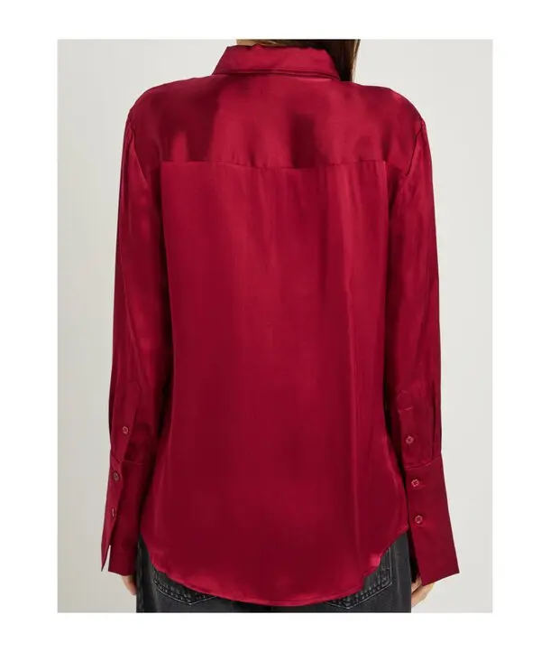 ANINE BING Amanda Silk-blend Shirt - Red