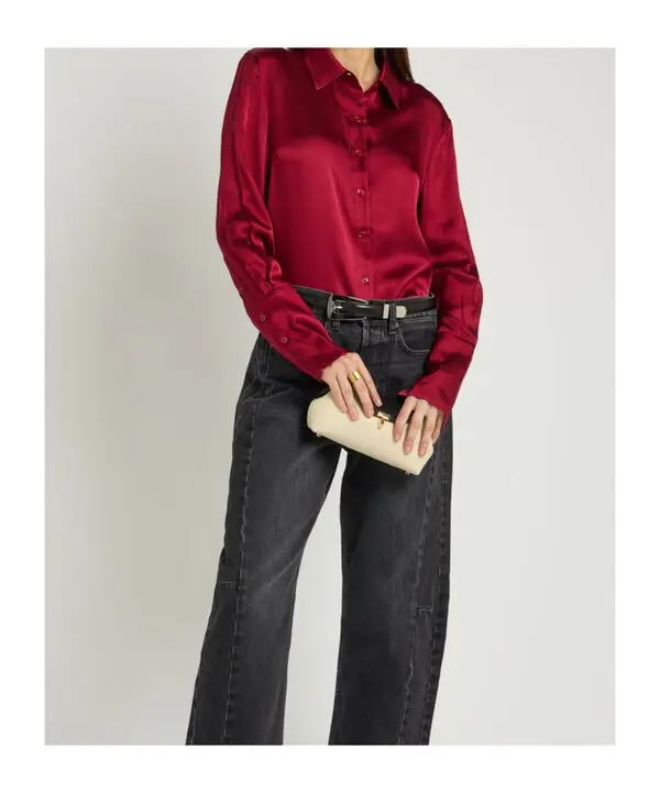 ANINE BING Amanda Silk-blend Shirt - Red
