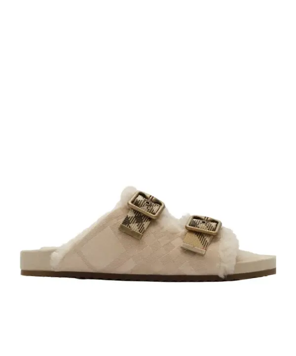 Burberry Check Shearling Urchin Sandals