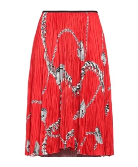Burberry Pleated Midi Skirt With Chain Print