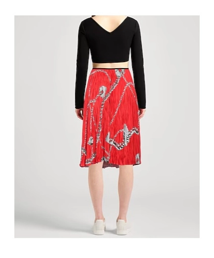 Burberry Pleated Midi Skirt With Chain Print