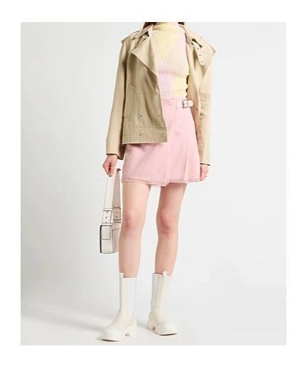 Burberry Wool Wrap Mini Skirt With Tassels And Buckle Detail