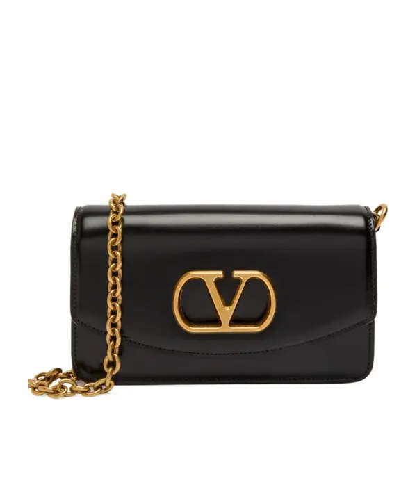 Valentino Garavani Vain Small Leather Shoulder Bag - Black