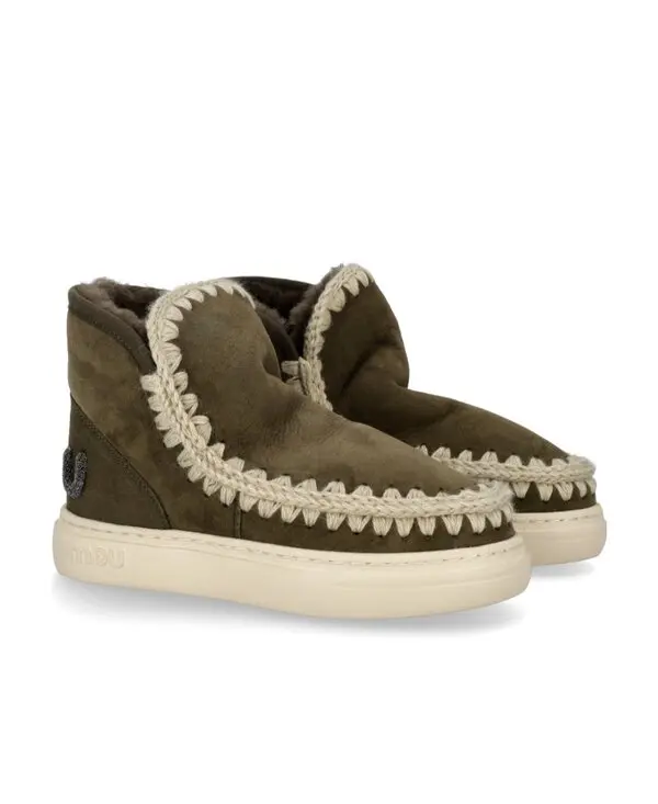 Mou Sewing Detail Round Toe Ankle Boots