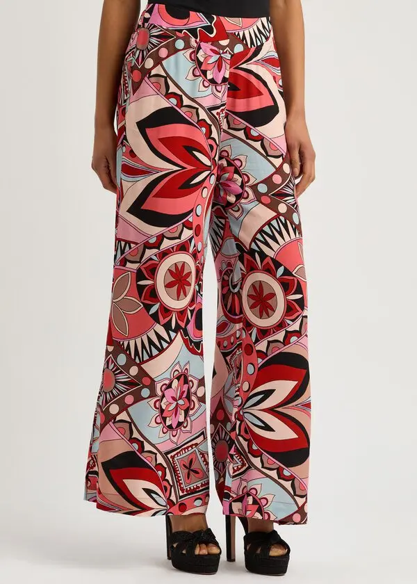 Rixo Aubree Printed Wide-leg Trousers