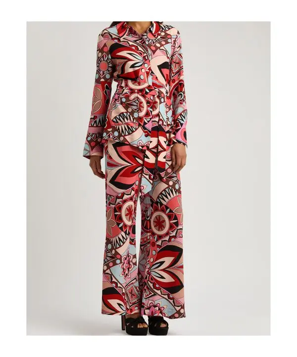 Rixo Aubree Printed Wide-leg Trousers
