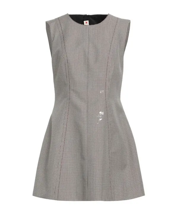 Marni Houndstooth Flared Dress - Gray