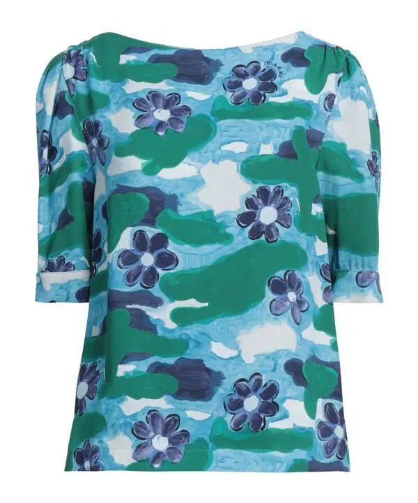 Marni Printed Short-sleeve Crepe Top