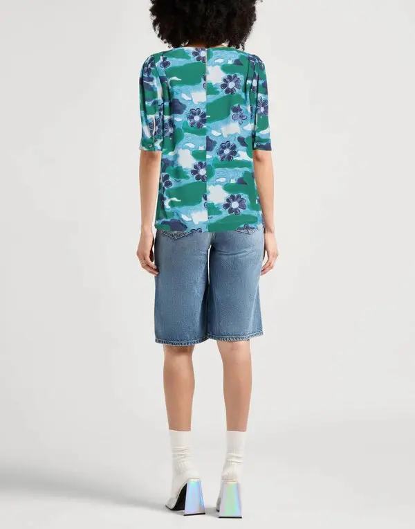 Marni Printed Short-sleeve Crepe Top