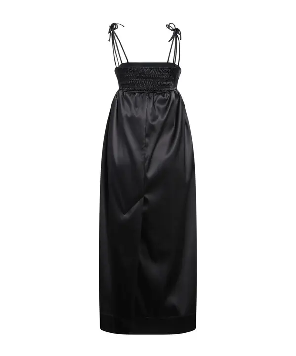 GANNI Square Neck Sleeveless Satin Maxi Dress