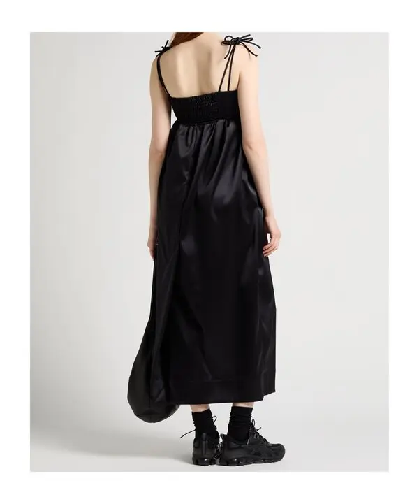 GANNI Square Neck Sleeveless Satin Maxi Dress