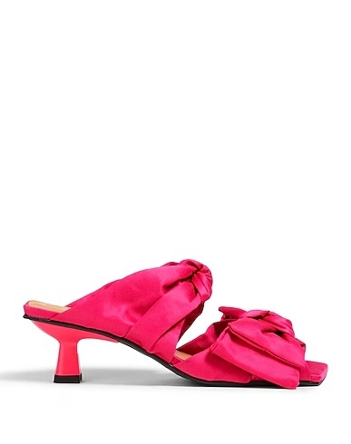 GANNI Satin Bow Embellished Square Toe Sandals