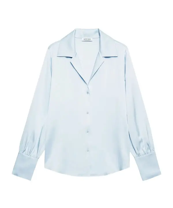 ANINE BING Long Sleeve Button-up Shirt - Light Blue