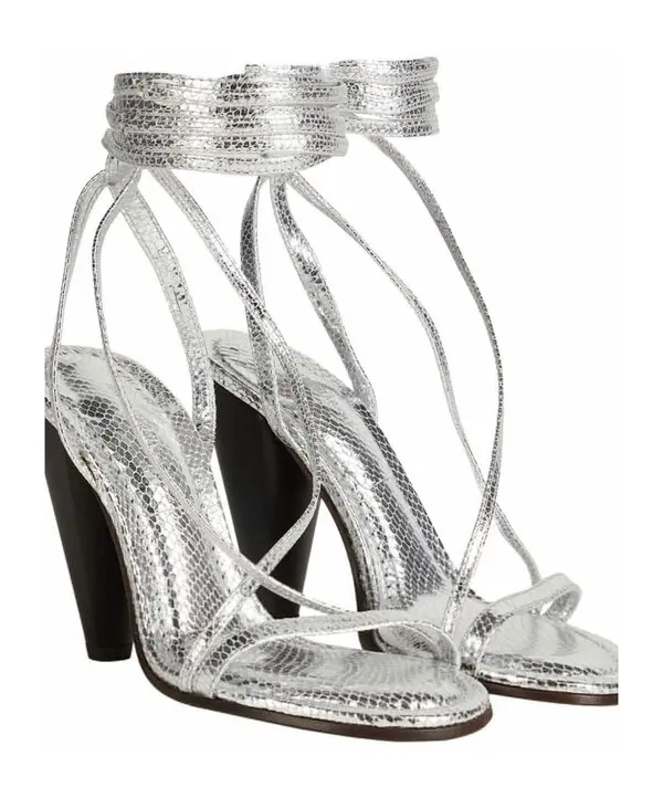 Isabel Marant Étoile Metallic Snake-print Leather High-heel Sandals