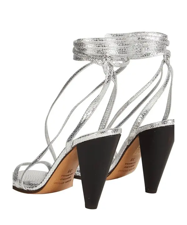 Isabel Marant Étoile Metallic Snake-print Leather High-heel Sandals