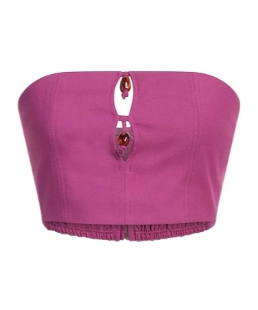 GANNI Embellished Shirred Bandeau Top