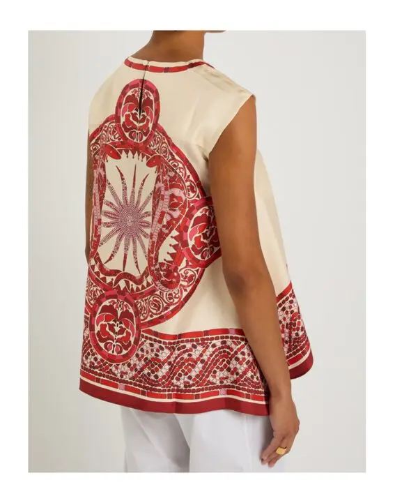 La DoubleJ San Carlo Printed Silk-twill Top