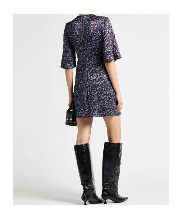 GANNI Short Sleeve V-neck Dress